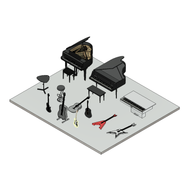 Pack de instrumentos musicais BIM REVIT